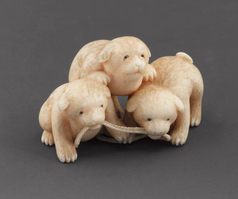 Netsuke modeled as three puppies – Works – eMuseum